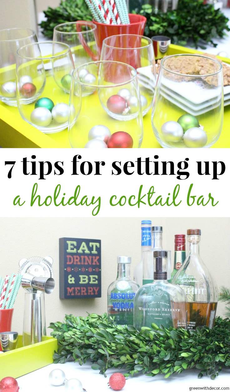 7 tips for setting up a holiday cocktail bar - Green With Decor